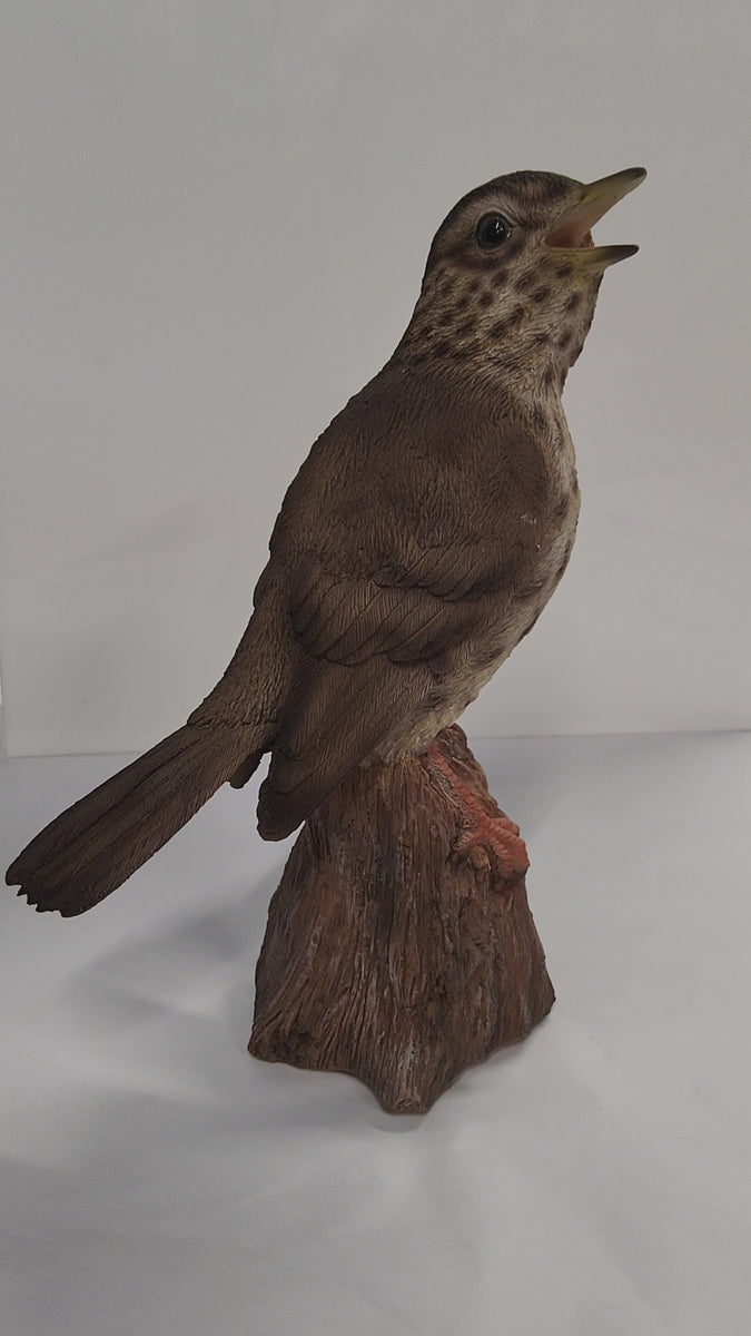 Bird Figurine - Thrush on Stump - Motion Activated Song - 87675-A ...
