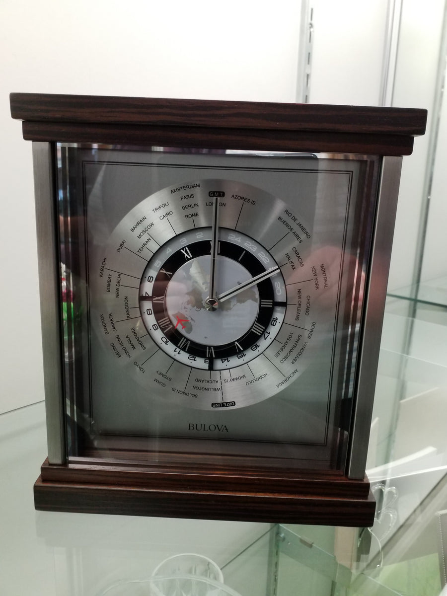 Bulova World Time Mantel Clock – Lesser Jewellers